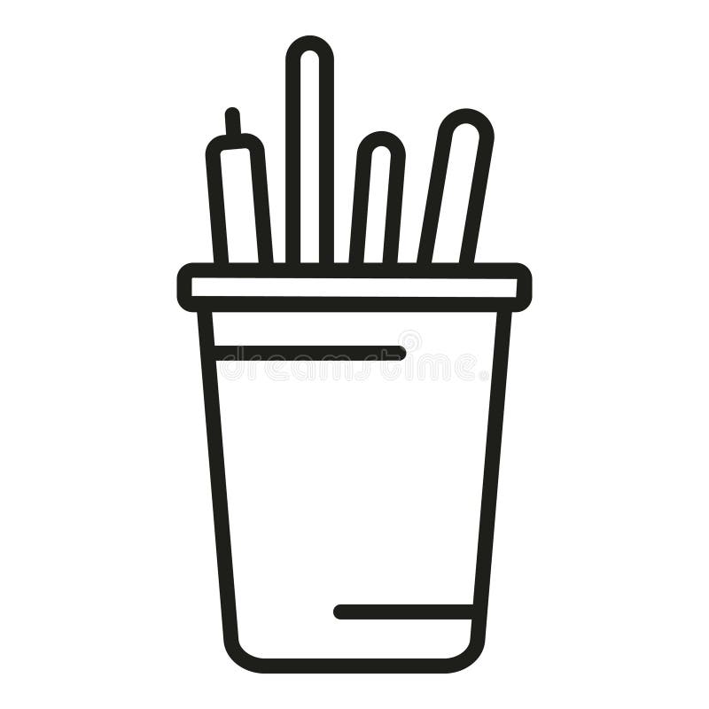 Office Pencil Pot Icon Outline Vector. Fun Table Stock Vector ...