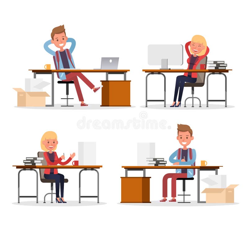Office People Working and Poses Action Character Vector Design No15 ...