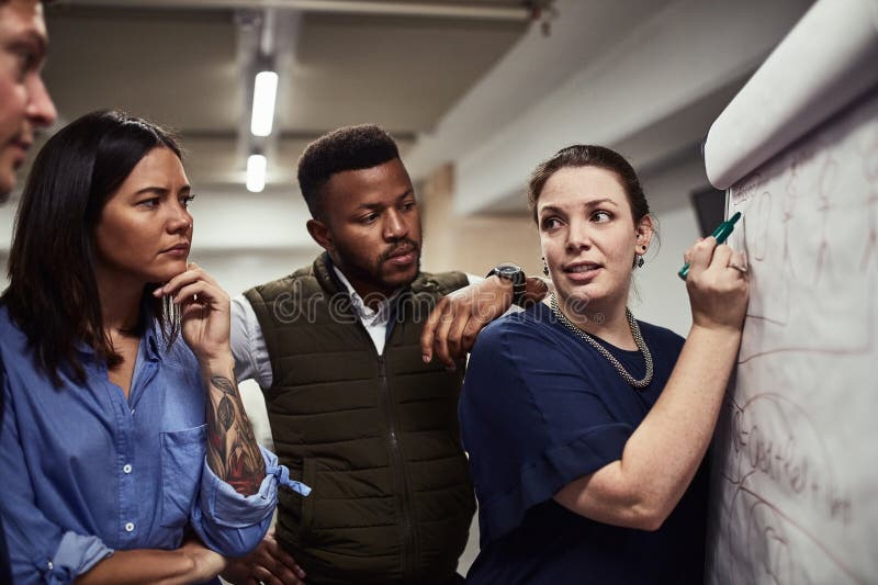 Office, People and Writing in Whiteboard for Planning, Group and Idea ...