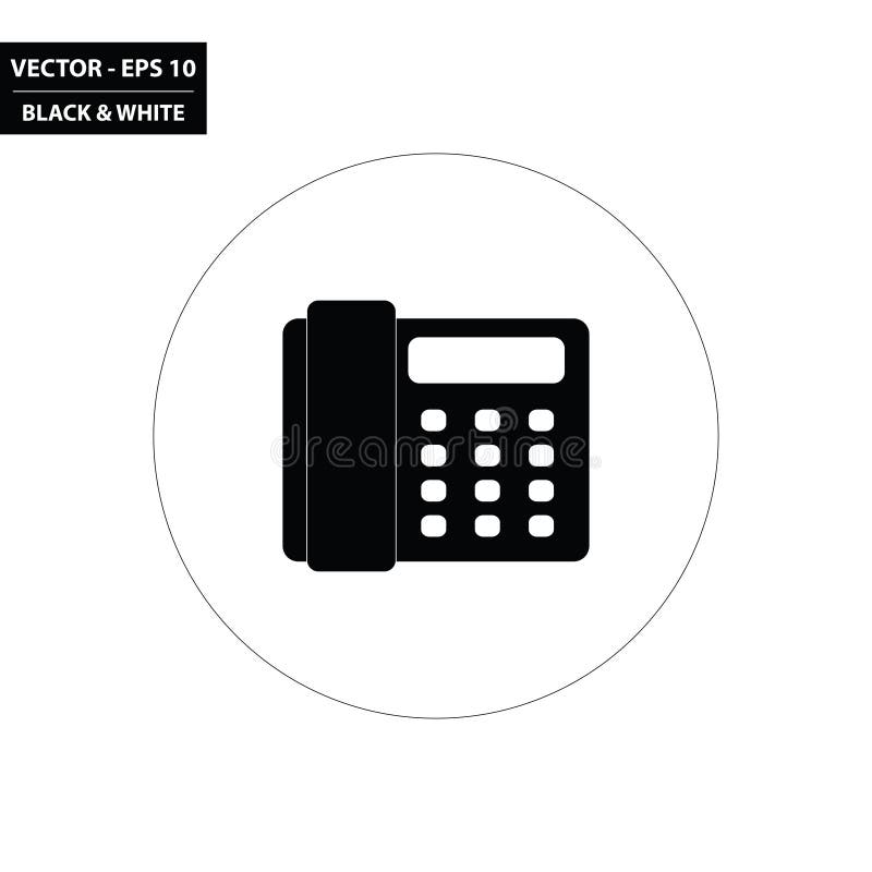 Office Phone Black and White Flat Icon Stock Vector - Illustration of ...