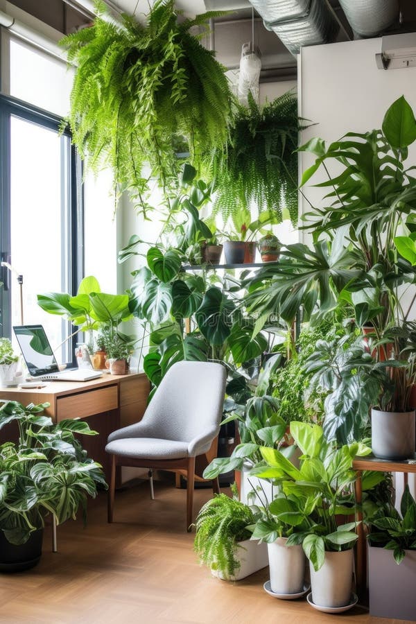 Office Plants and Greenery Creating a Calming Work Environment Stock ...