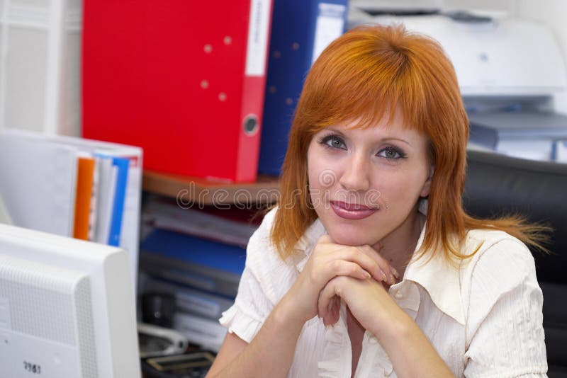 Office portrait stock image. Image of smile, female, ginger - 10526783