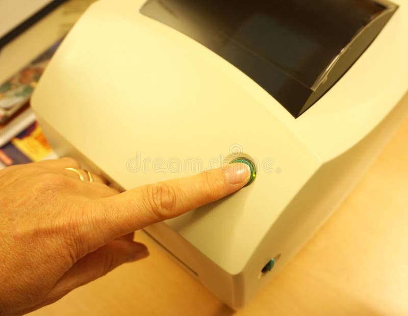 Printer on Button stock image. Image of macro, isolated - 4121411