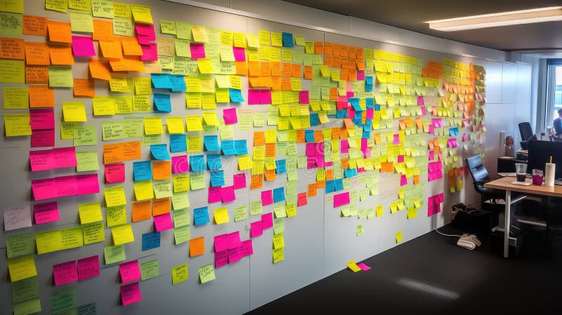 Office post its wall stock illustration. Illustration of tasks - 340110755