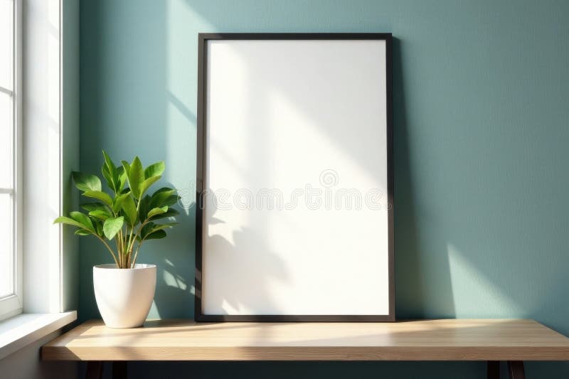 Office Poster Mockup with Plant, Stylish Setting, Frame, Environment ...