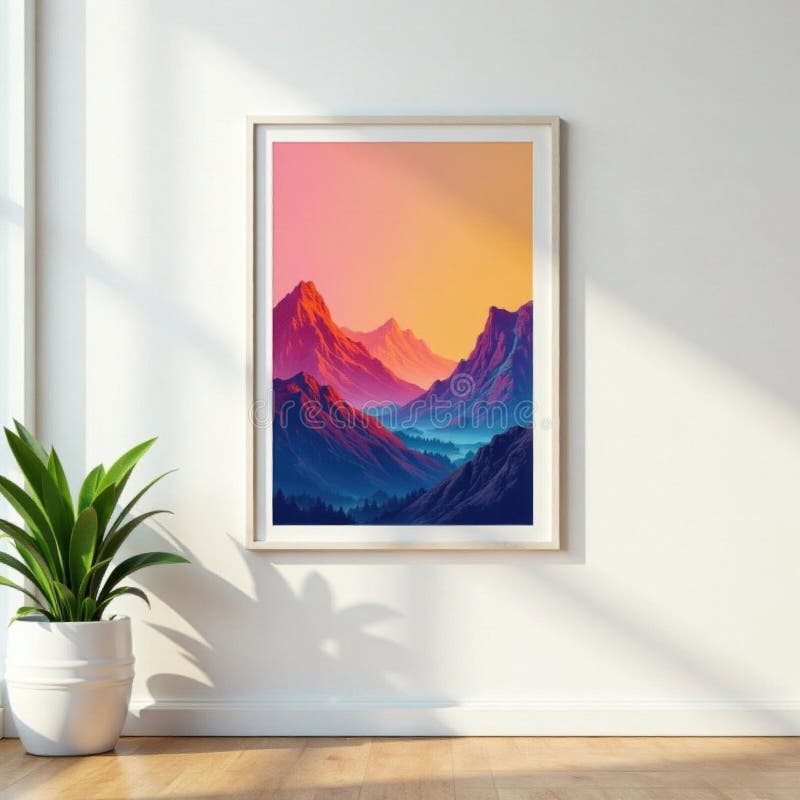 Office Poster Mockup on a Wall, Minimalist Design, Simple, Template ...