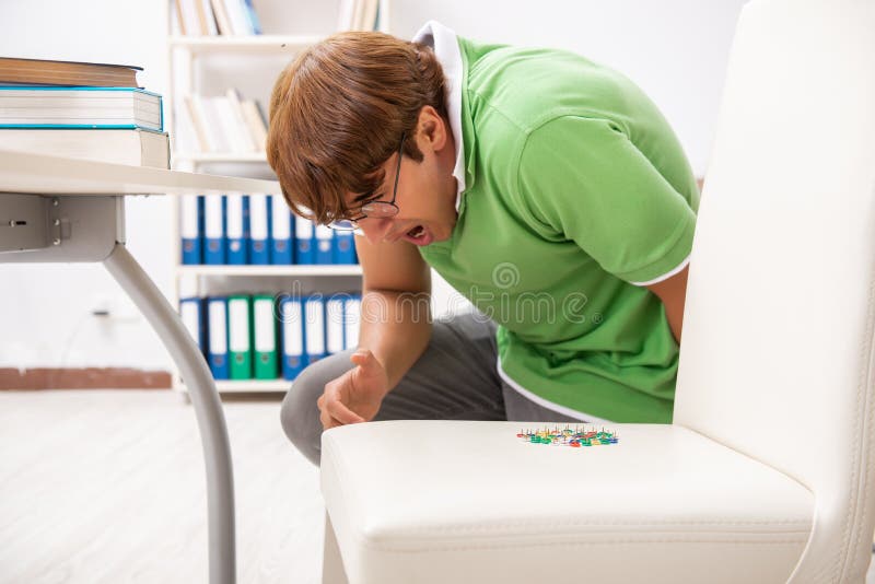 The Office Prank with Sharp Thumbtacks on Chair Stock Photo - Image of ...