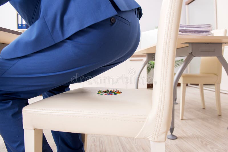 The Office Prank with Sharp Thumbtacks on Chair Stock Image - Image of ...