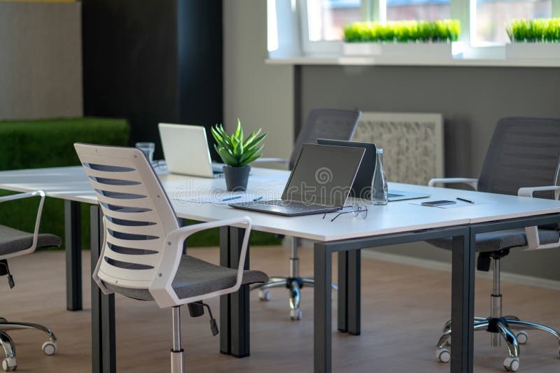 Office Premises with a Table for Negotiations in the Middle Stock Image ...
