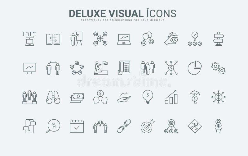 Business Cooperation and Partnership Line Icons Set, Office ...