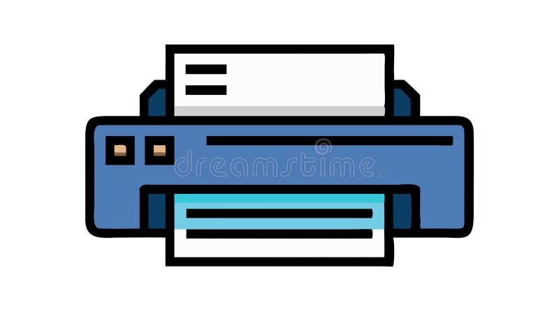Office Printer Device with Paper Document Icon, Vector Design ...