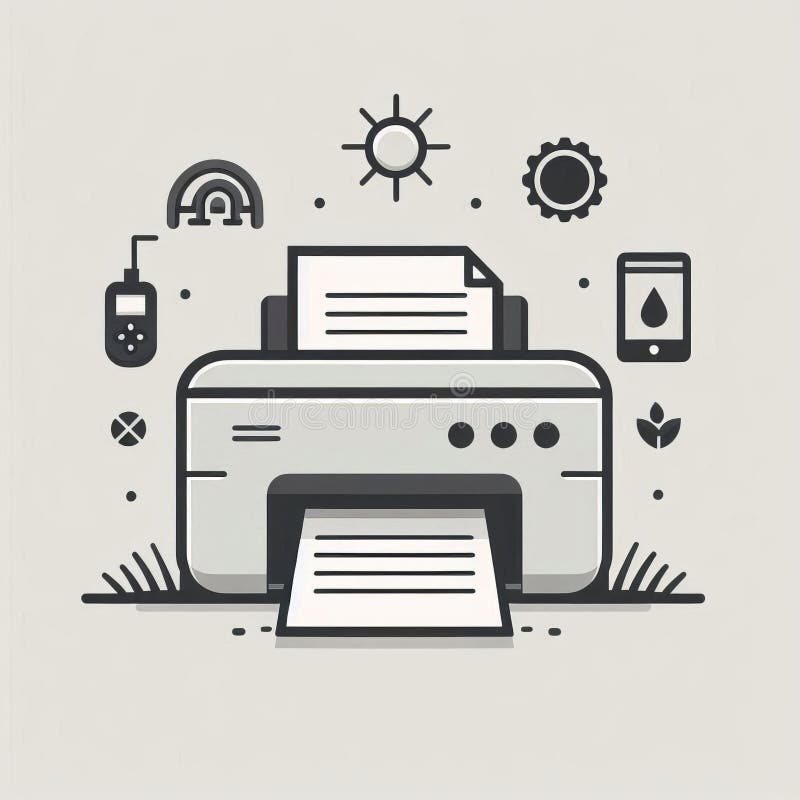 Office Printer: Efficient Document Handling Stock Illustration ...