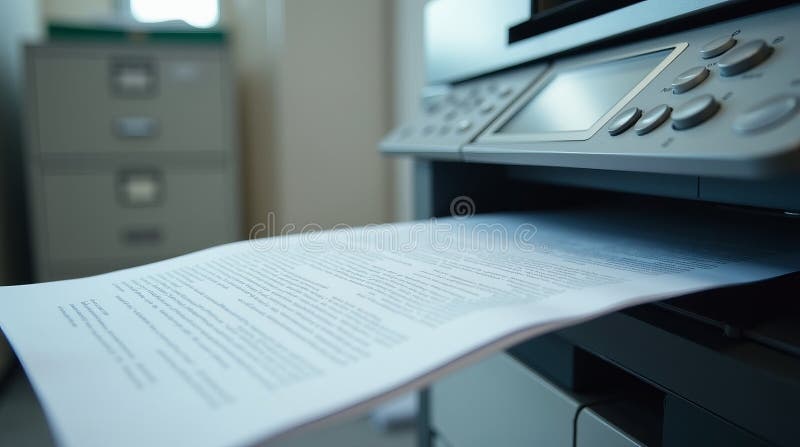 Office Printer Ejecting Warm Document with Crisp Text for Efficient ...