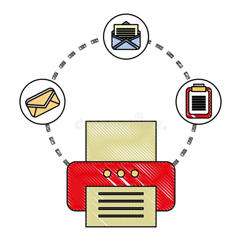Office Printer Email Clipboard Documents Stock Illustration ...