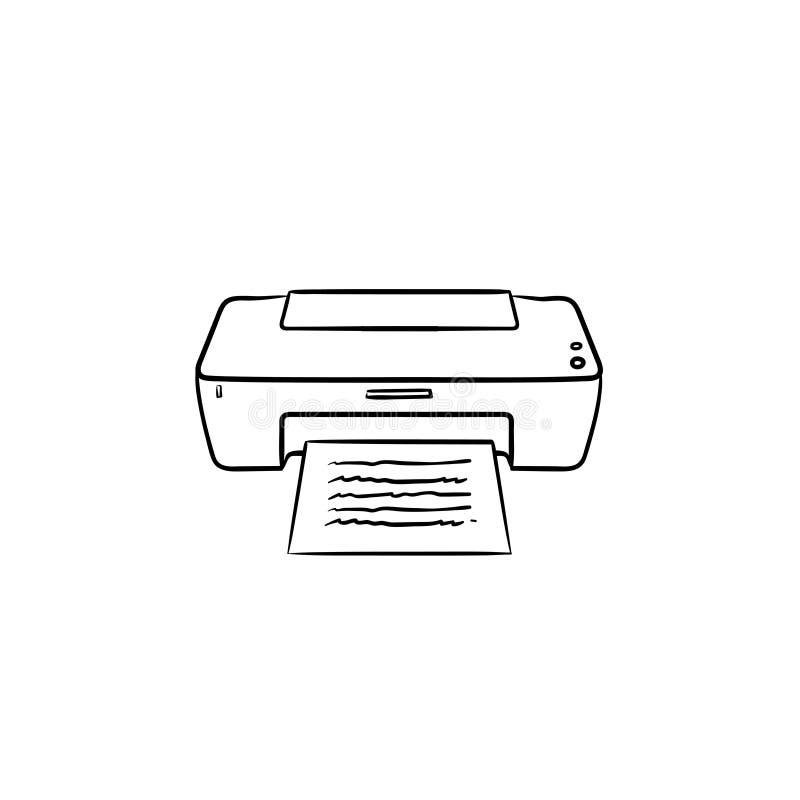 Office Printer Hand Drawn Outline Doodle Icon. Stock Vector ...