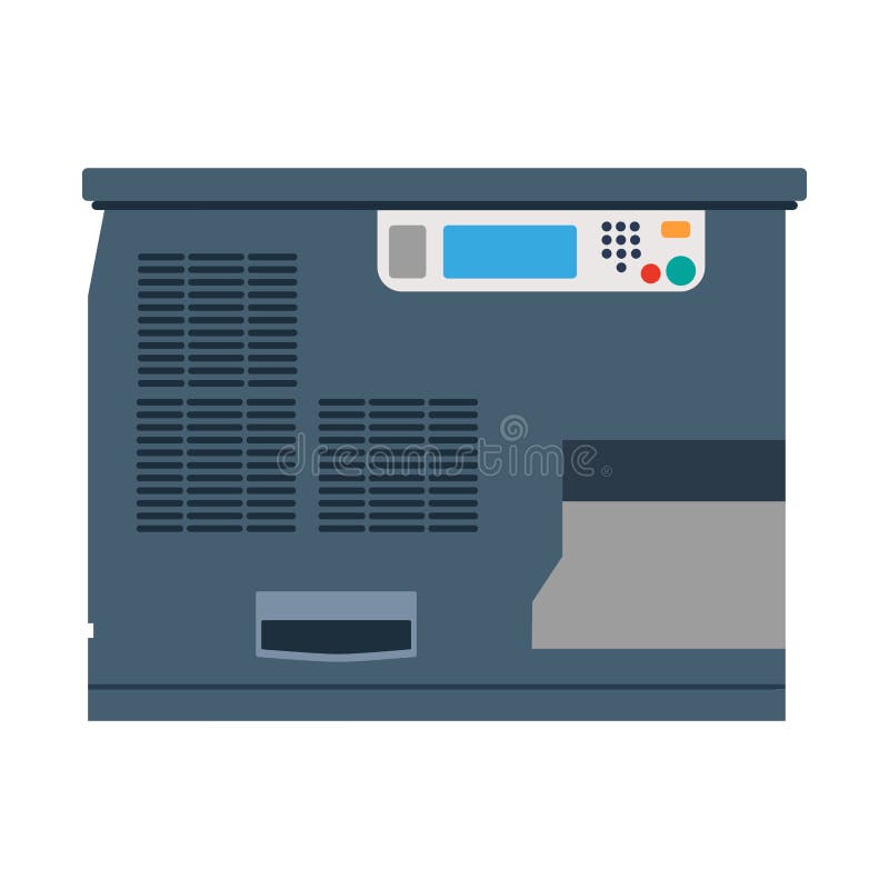 Office Printer Technology Vector Illustration. Computer Printer Paper ...
