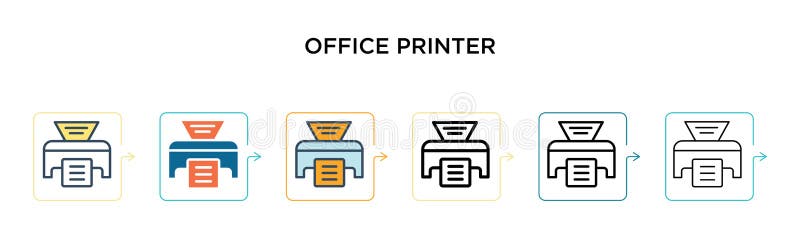 Office Printer Vector Icon in 6 Different Modern Styles. Black, Two ...