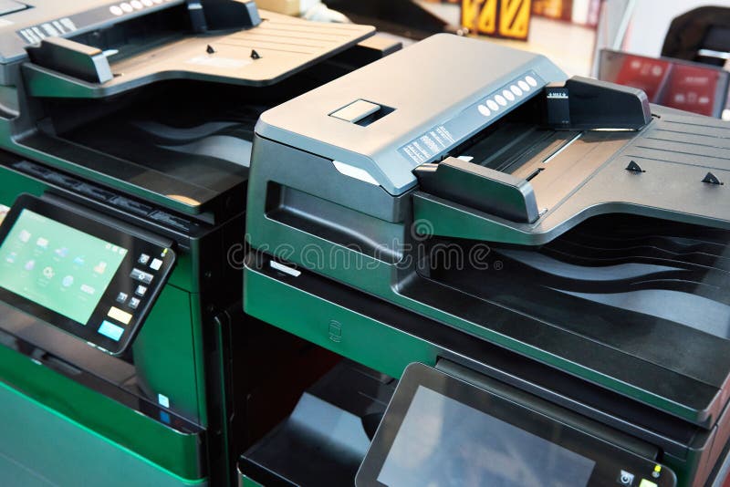 Office Printers Set Up Ready for Printing Business Documents Stock ...