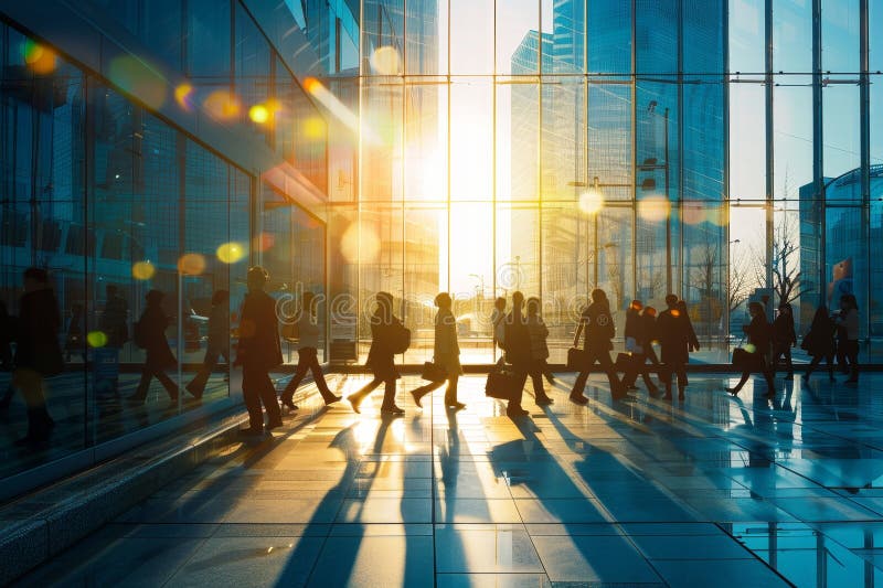 Office Professionals Commuting on a Sunny Day, Morning or Evening, for ...