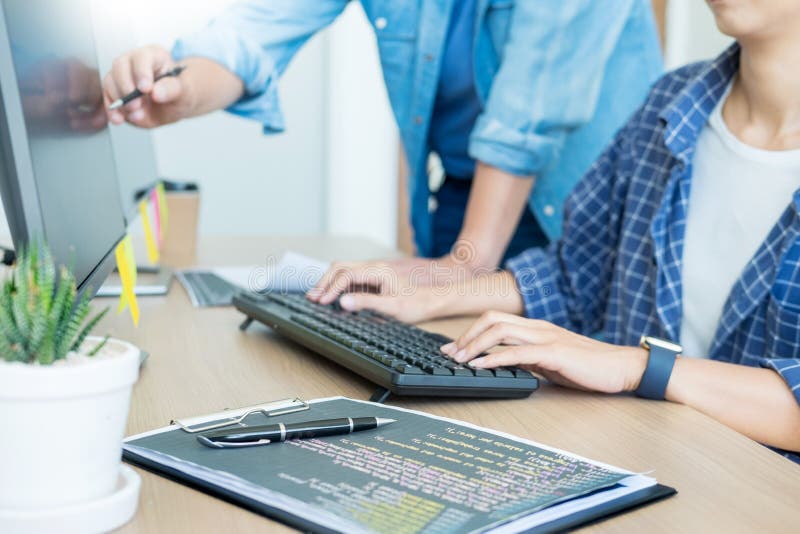 It Office Programmers Software Development Coding Technologies on Computer Working in a Company ...