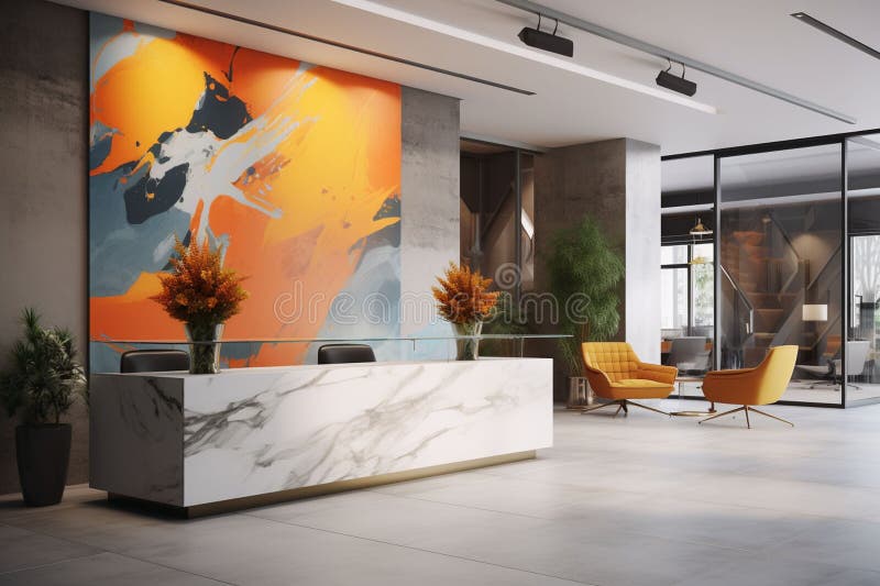 Office Reception Area with a Contemporary Design Stock Illustration ...