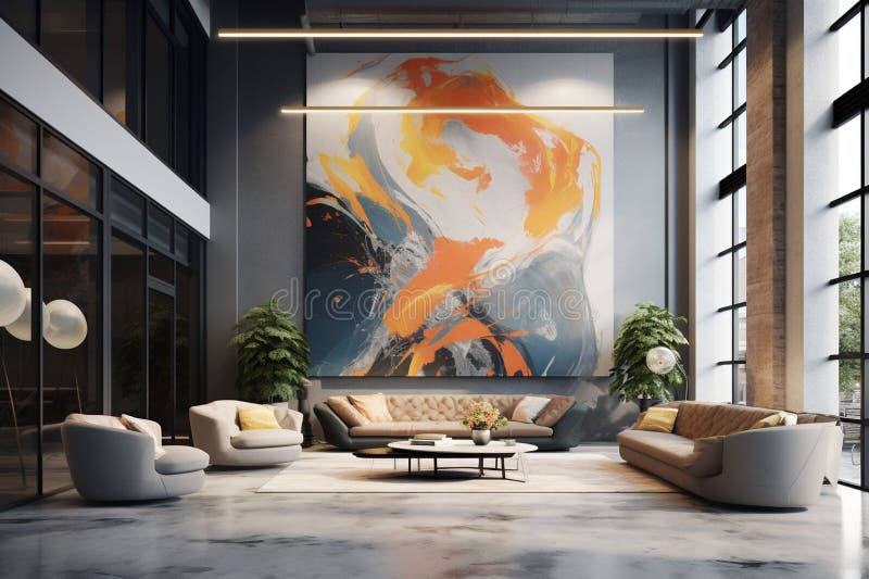 Office Reception Area with a Contemporary Design Stock Illustration ...