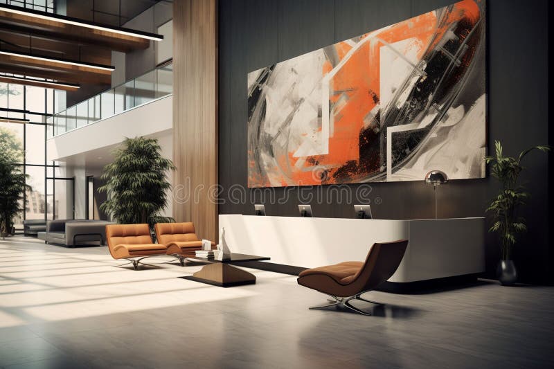 Office Reception Area with a Contemporary Design Stock Illustration ...