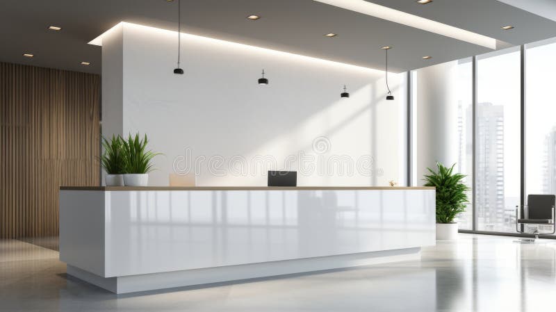 An Office Reception Area with a Sleek, Contemporary Design Stock ...