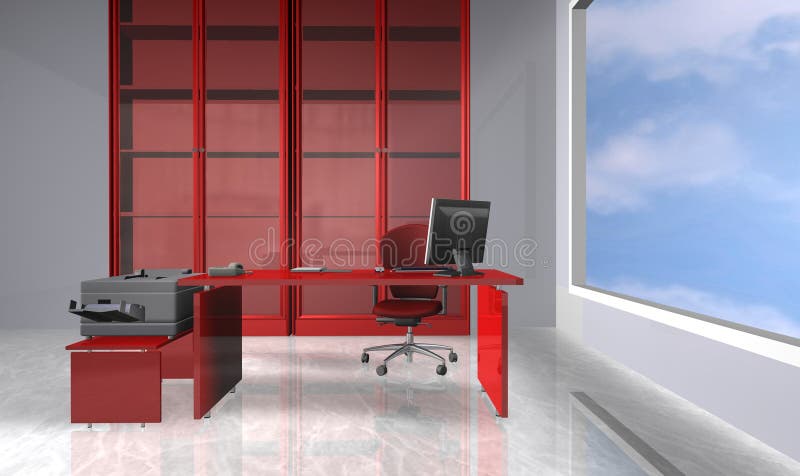 Office red stock illustration. Illustration of desk, windows - 18674010