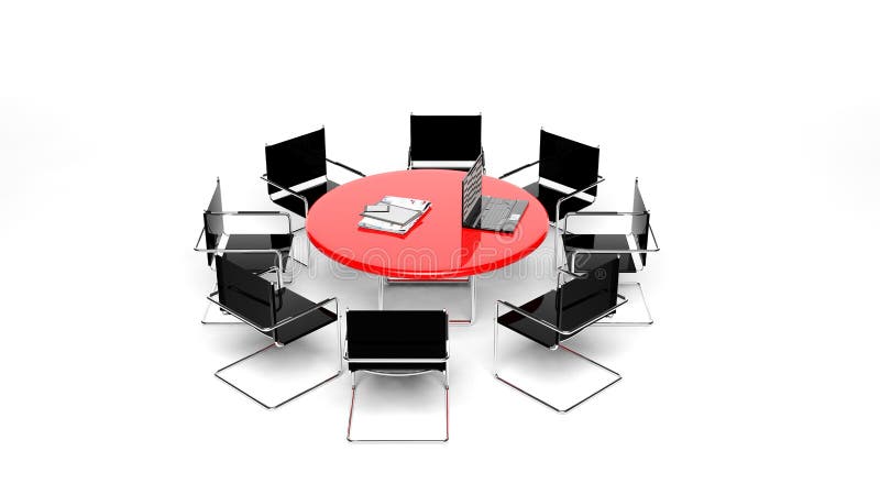 Office red round desk stock illustration. Illustration of session ...