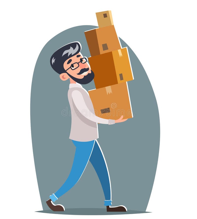 Office Relocation Box Cargo Freight Loading Delivery Shipment Male ...
