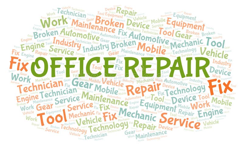Office Repair word cloud stock illustration. Illustration of font ...