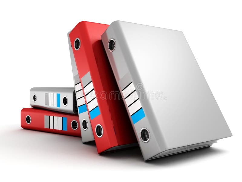 Office Ring Binder Folders for Papers on a White Background Stock ...