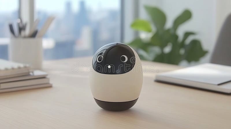 Office Robot Assistant Desk City View Stock Image - Image of automation ...