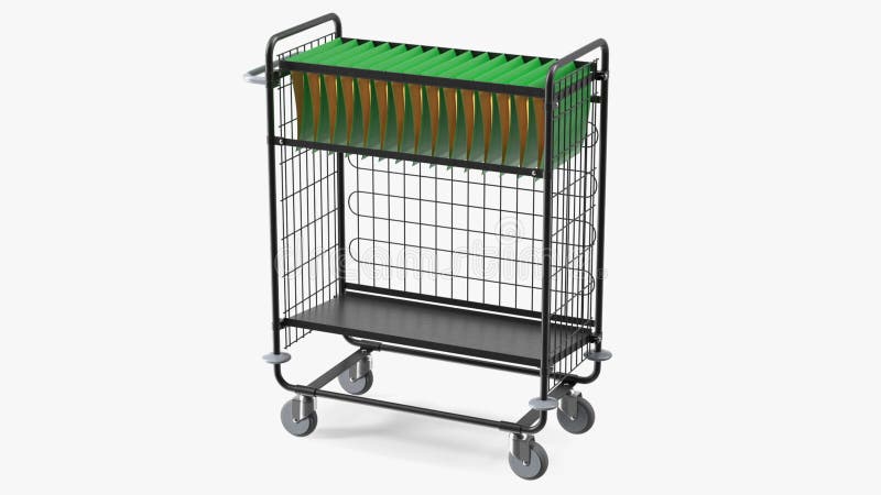 Office Rolling Cart with Hanging File Organizer Stock Image - Image of ...
