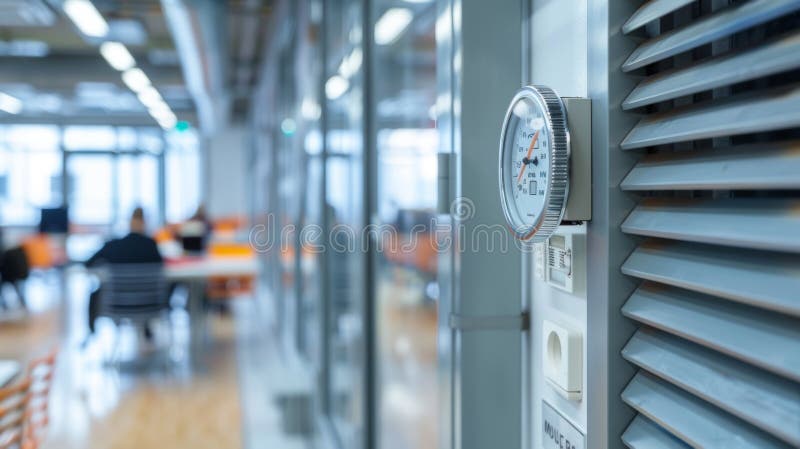 Office Room Climate Control Showing Temperature with Workers in ...