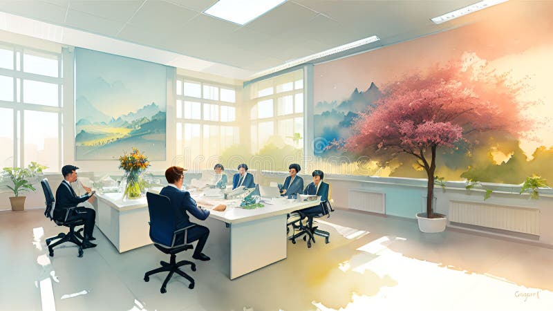 Collaboration Illustration Watercolor Background Stock Illustrations ...