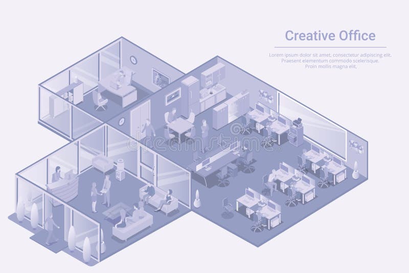 Set of Office Departments Line Flat Design Icons and Pictograms. Stock ...