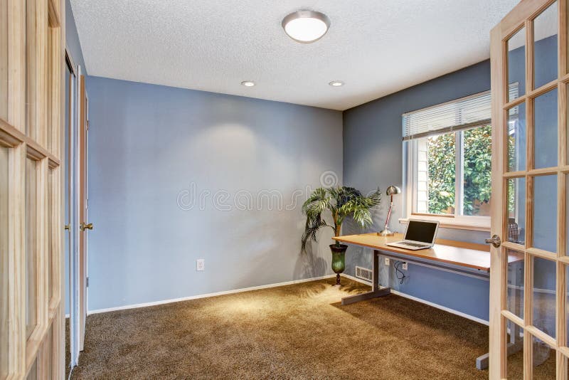 Office Room Interior in Light Lavender Stock Image - Image of real ...