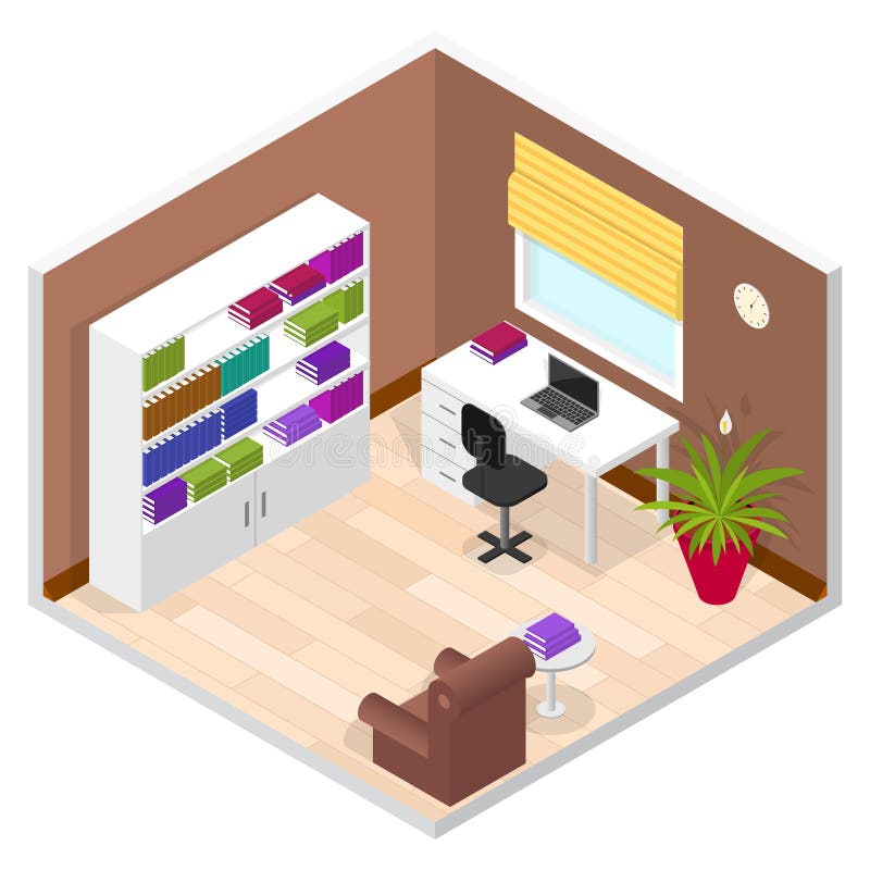 Office Room. Isometric View. Vector Stock Vector - Illustration of ...