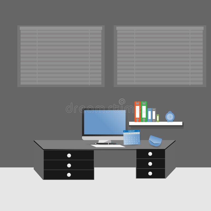 Office Room. Random Office Things on Table Stock Vector - Illustration ...