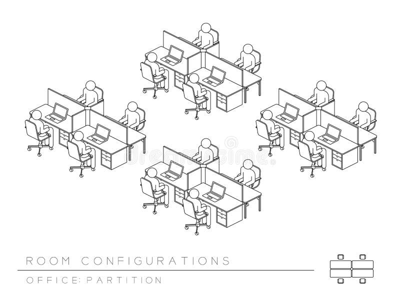 Office Room Setup Layout Configuration Full Partition Style ...