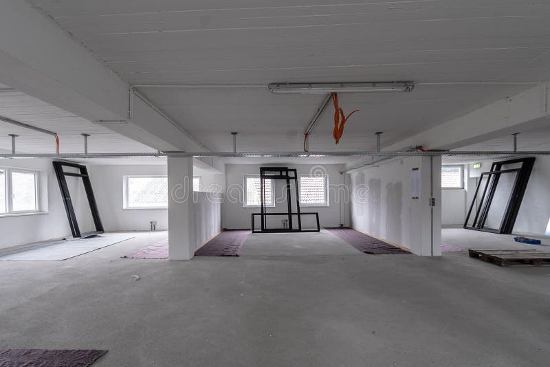Interior Empty Office Light Room in a New Building Renovation or Under ...