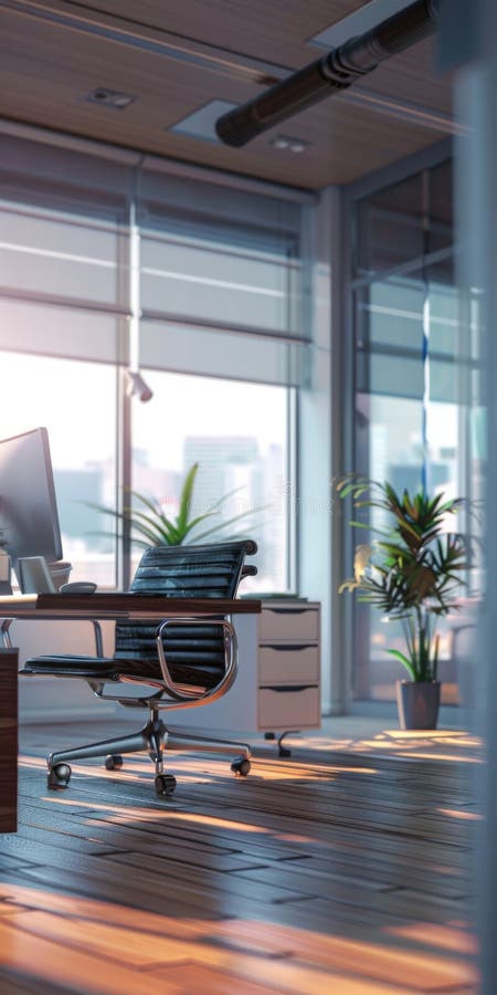 Office Scene with Ample Room for Promotional Copy. Stock Illustration ...