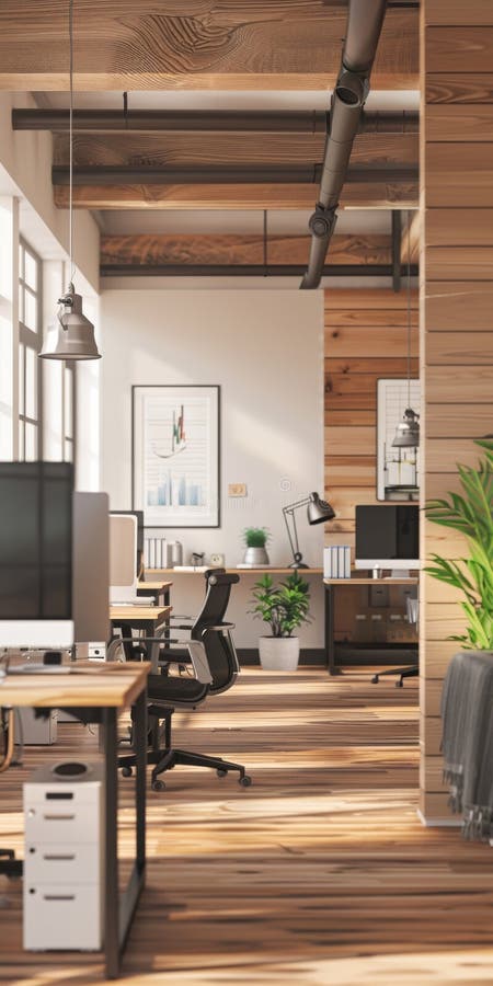 Office Scene Designed with a Clean Layout Pattern. Stock Illustration ...