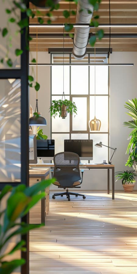 Office Scene Designed with a Clean Layout Pattern. Stock Illustration ...