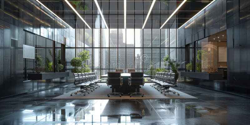 Office Scene Designed with a Symmetrical Layout Pattern. Stock ...