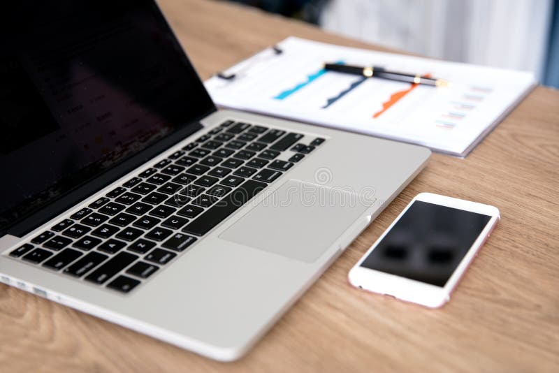 Office scene on the desk editorial stock image. Image of network ...