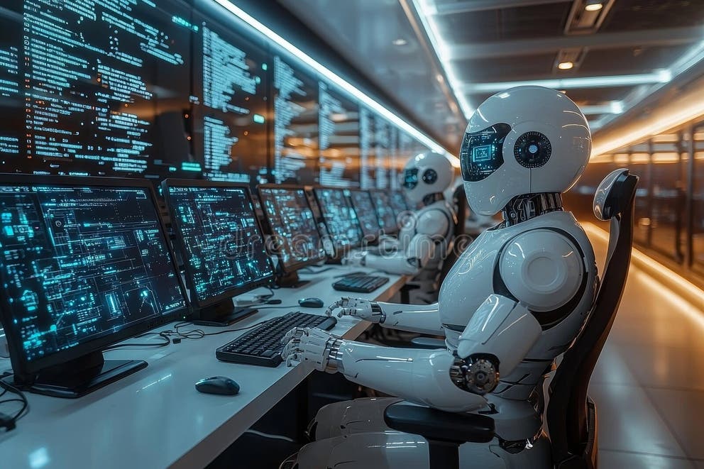 The Office Scene Features a Robot Laboring, Showcasing a Concept Where ...