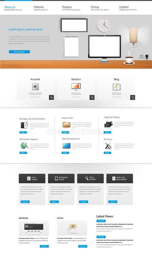 Office Scene One Page Website Design Template. Vector Eps 10 Stock ...